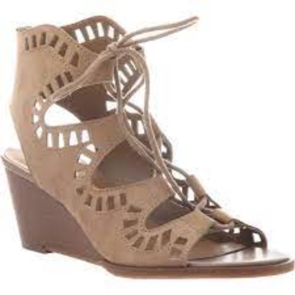 Madeline | Shoes | Madeline Tan Morning Glory Lace Up Wedge Heel ...